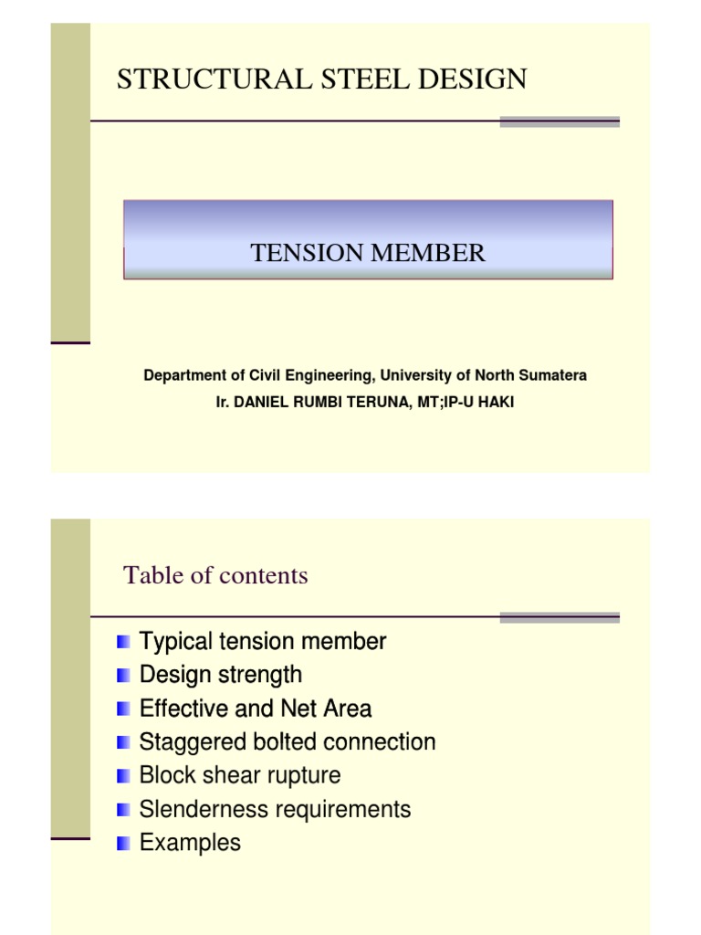 Structural Steel Design: Tension Member Tension Member | PDF | Yield ...