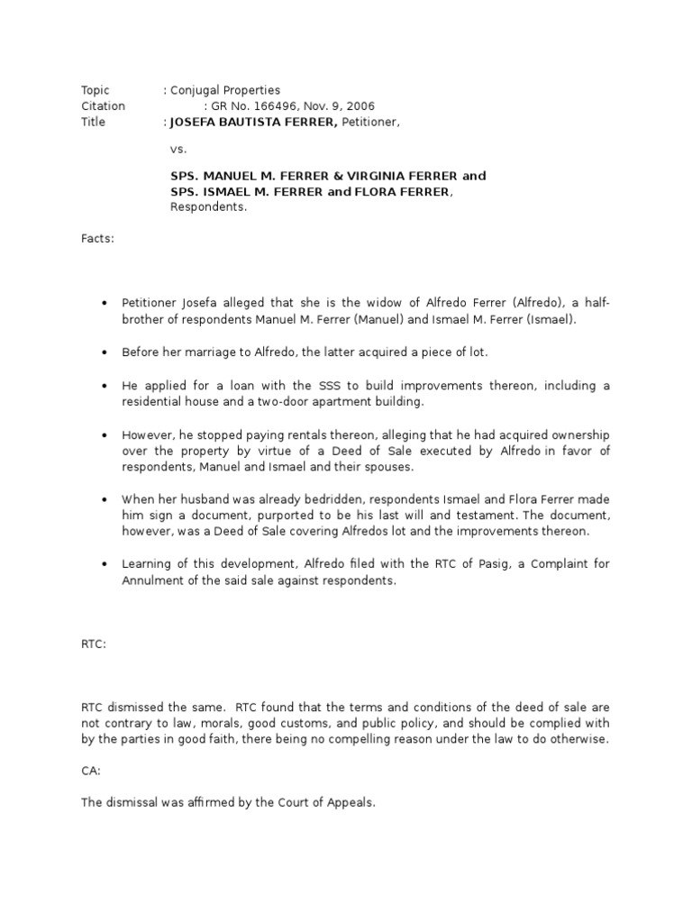 Ferrer Vs Ferrer | Download Free PDF | Lawsuit | Judgment (Law) Ferrer Vs Ferrer | Download Free PDF | Lawsuit | Judgment (Law)