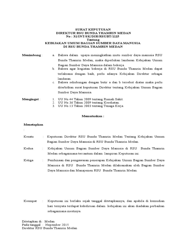 Contoh SK Dan Kebijakan | PDF