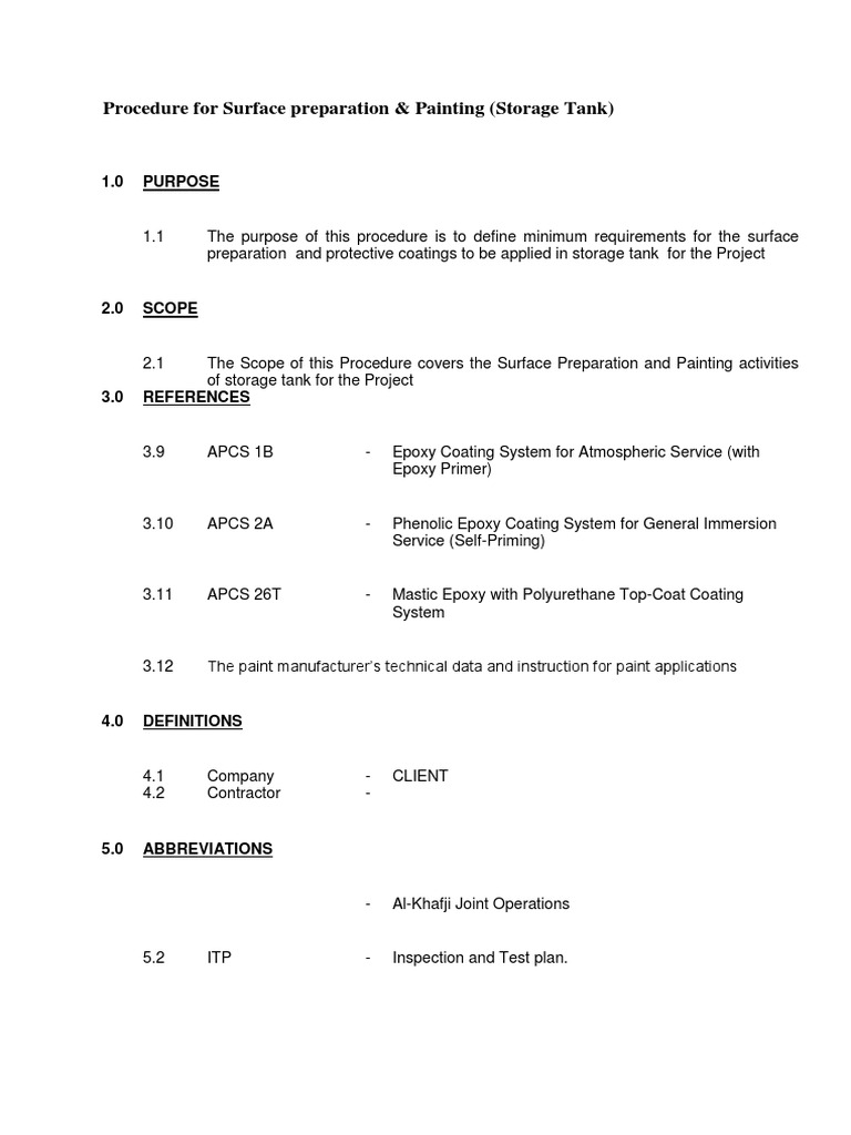Procedure For Surface Preparation | PDF | Paint | Calibration