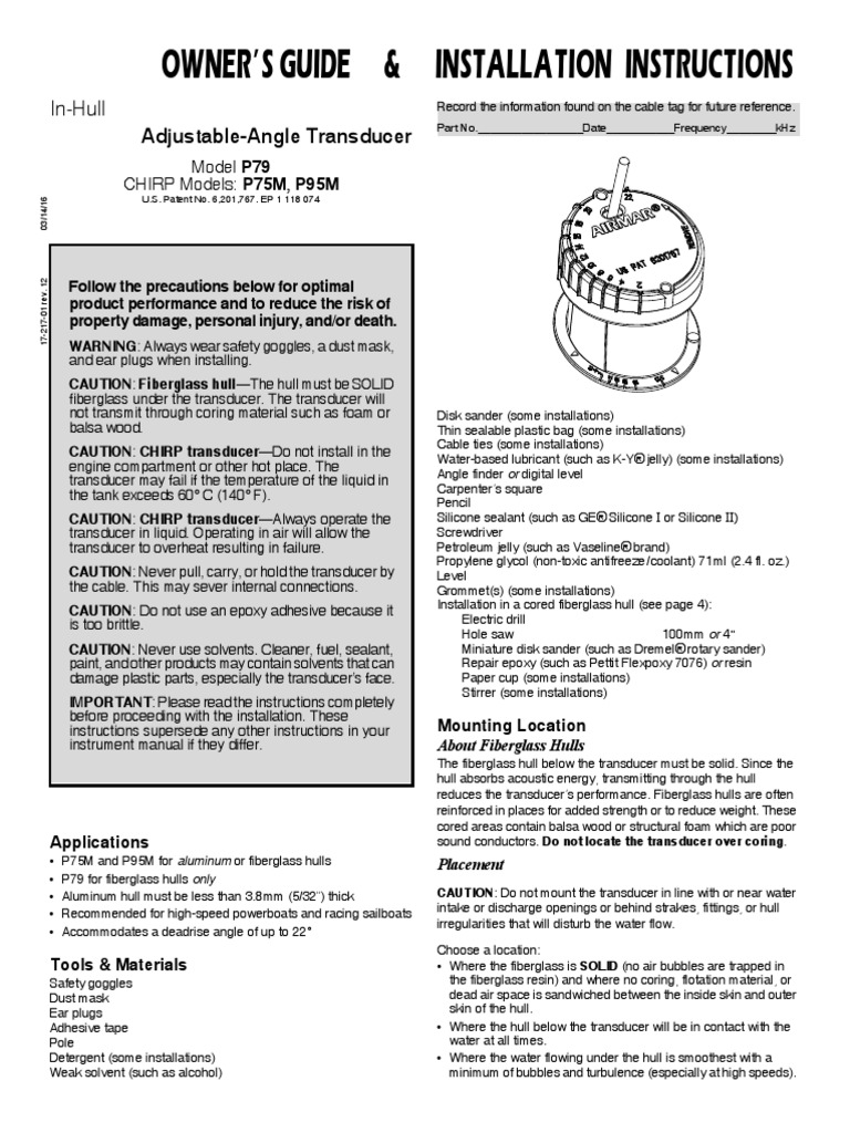 Airmar Transducer Installation | PDF | Hull (Watercraft) | Electrical ...