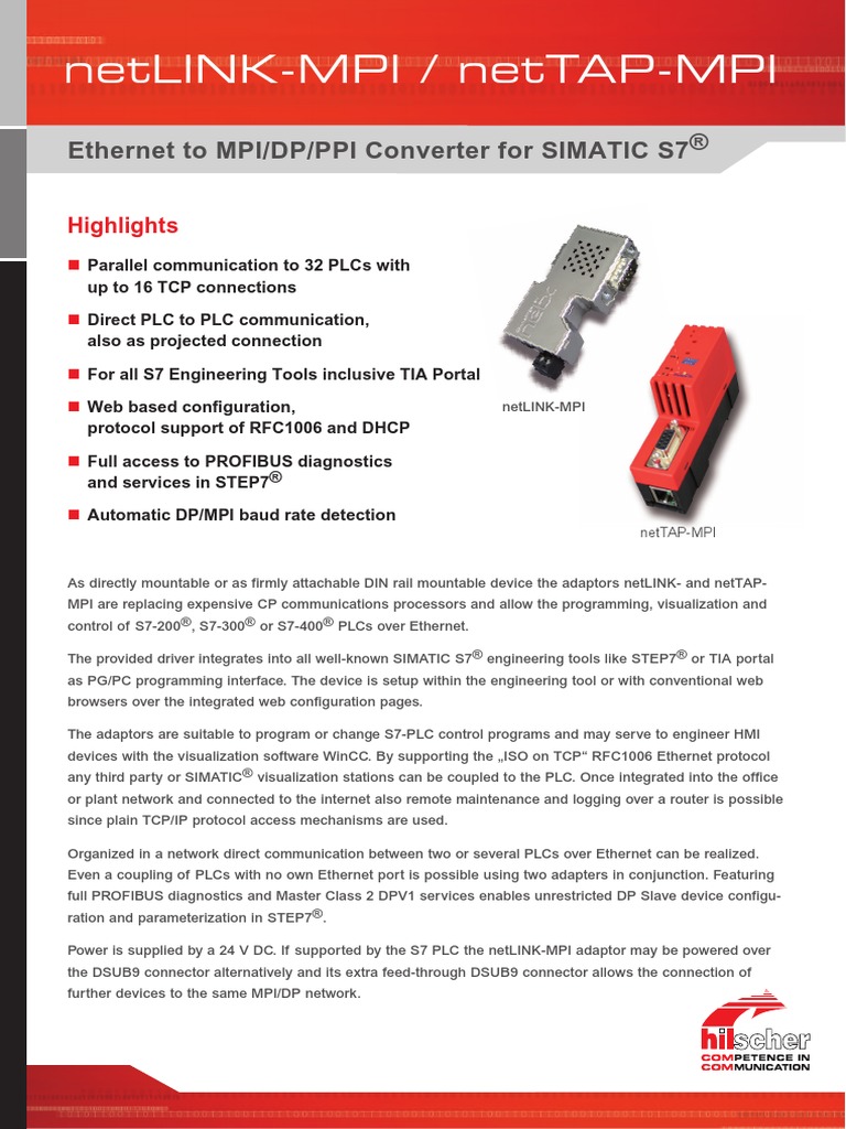 Ethernet To MPI DP PPI Converter For SIMATIC S7® | PDF | Programmable ...
