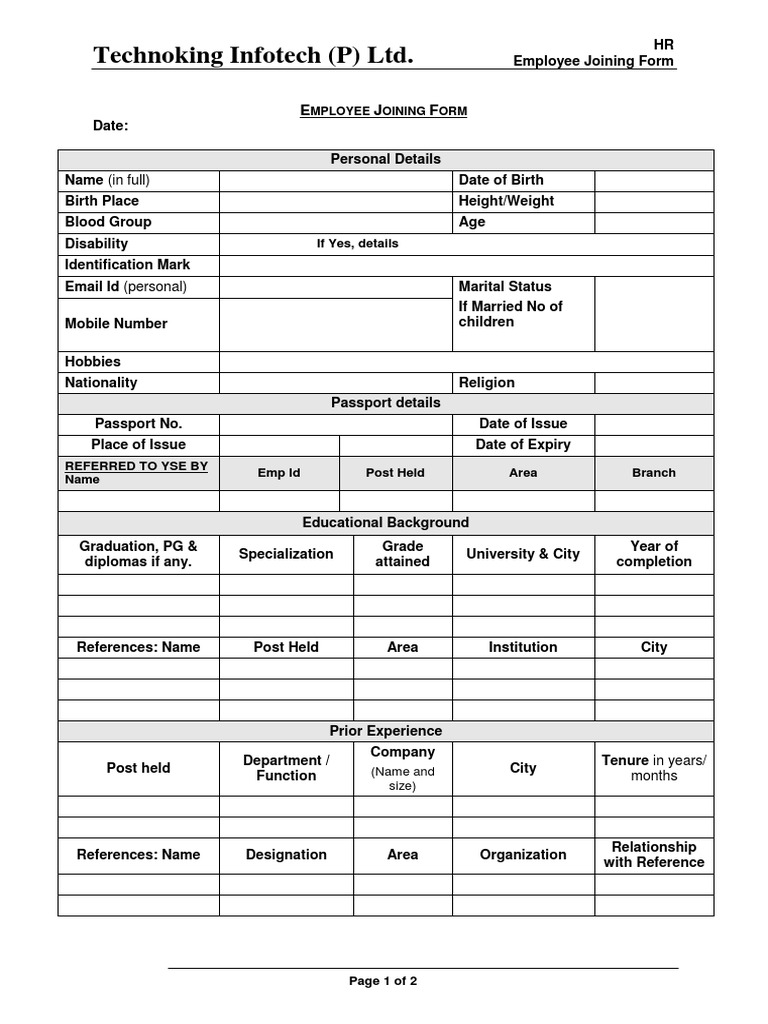 Employee Join Form | PDF