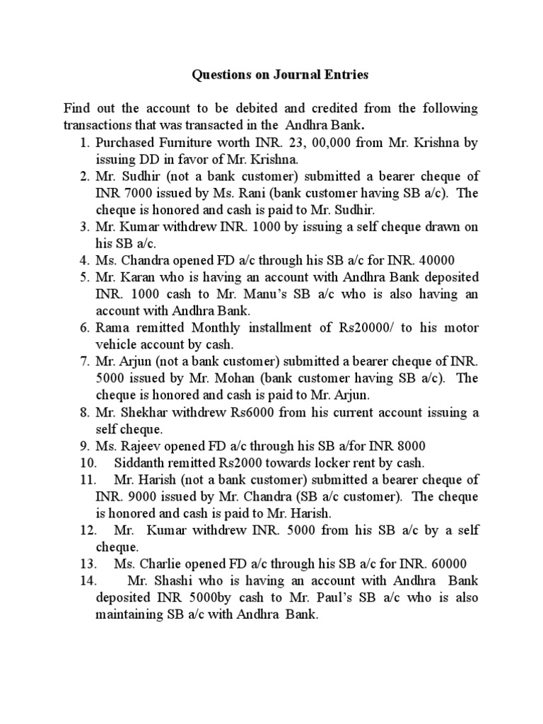Questions On Journal Entries | PDF