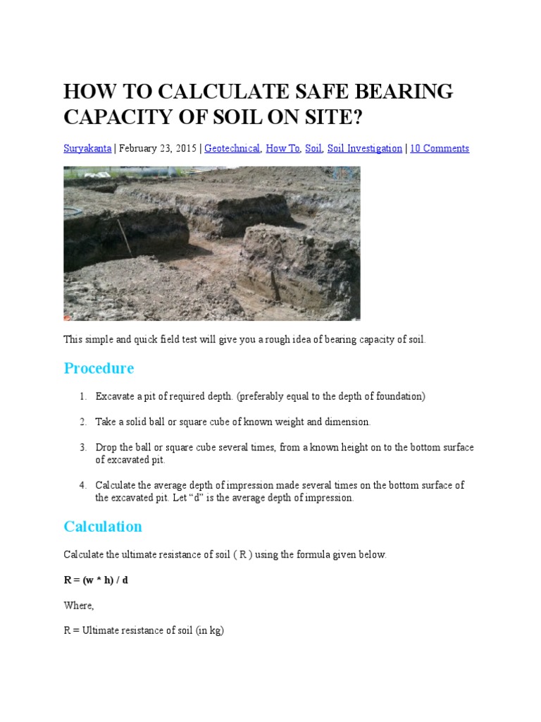 Safe Bearing Capacity of Soil | PDF | Geotechnical Engineering | Soil