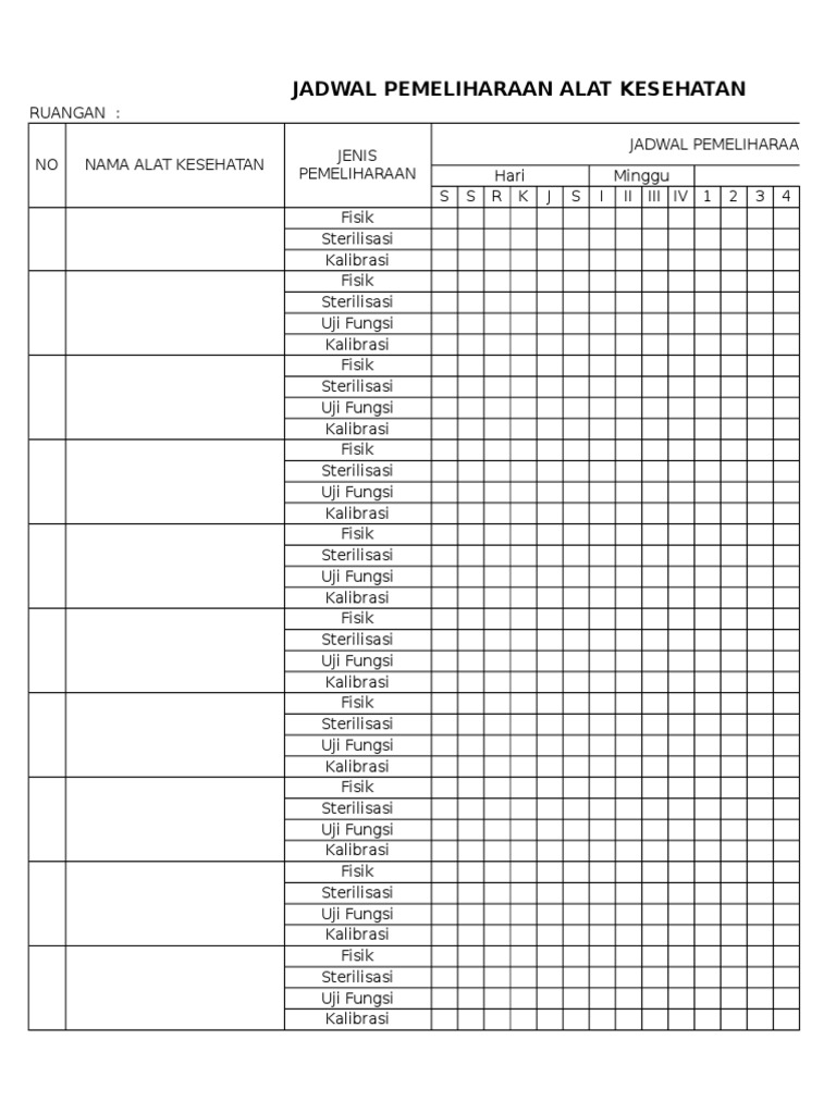 Jadwal Pemeliharaan Alkes | PDF