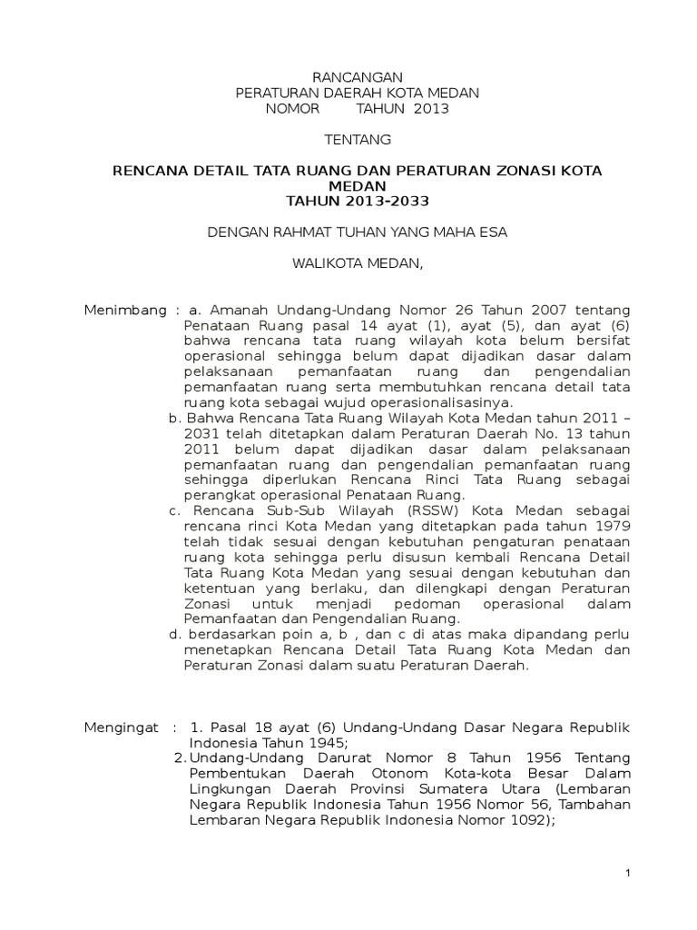 Rancangan Perda RDTR 05062013 | PDF