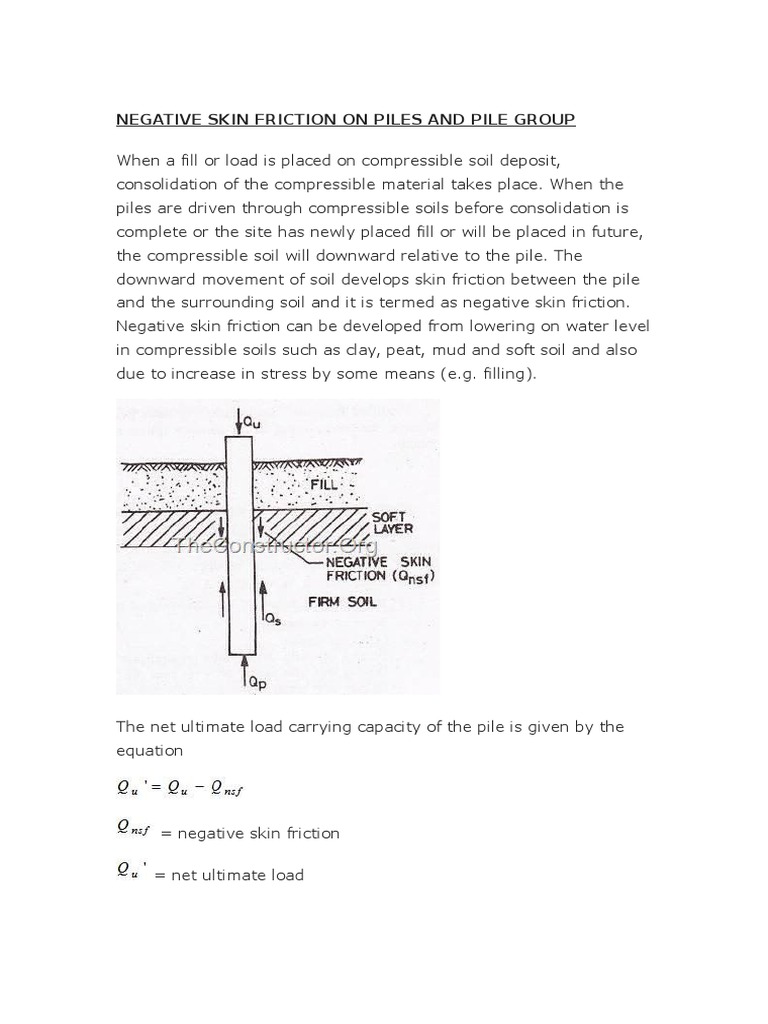 Negative Skin Friction in Pile Design | PDF