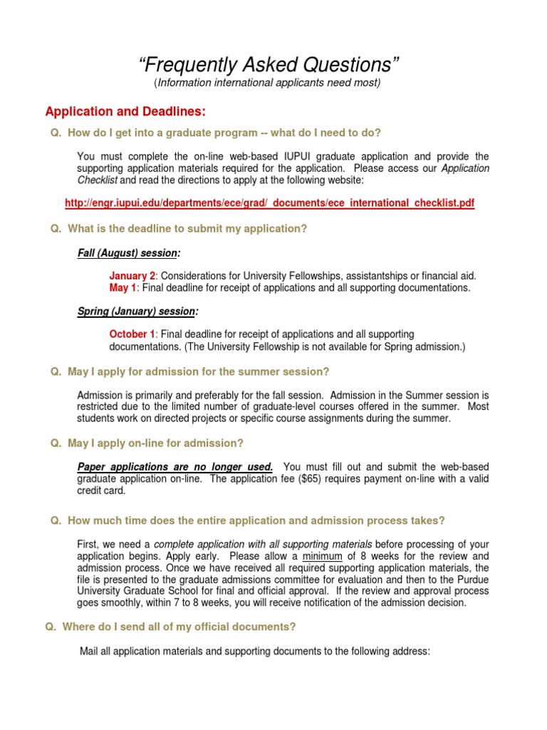 "Frequently Asked Questions": Application and Deadlines | PDF | Student ...