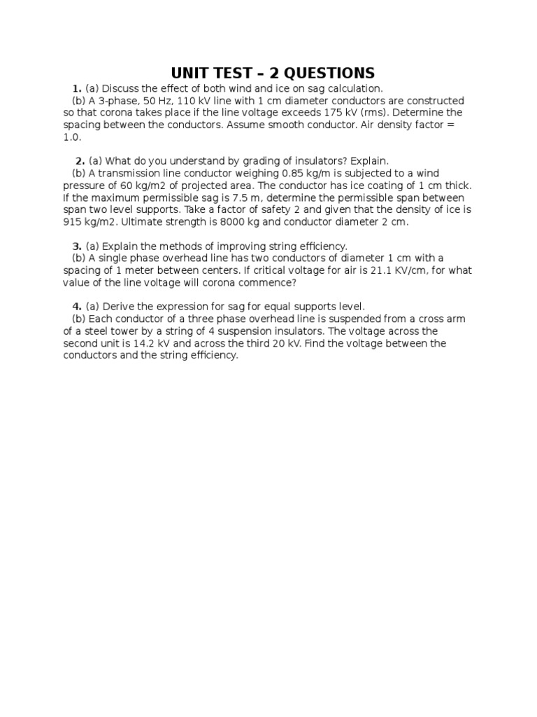 Unit Test - 2 Questions | PDF