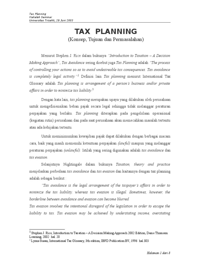 Tax Planning | PDF | Hukum