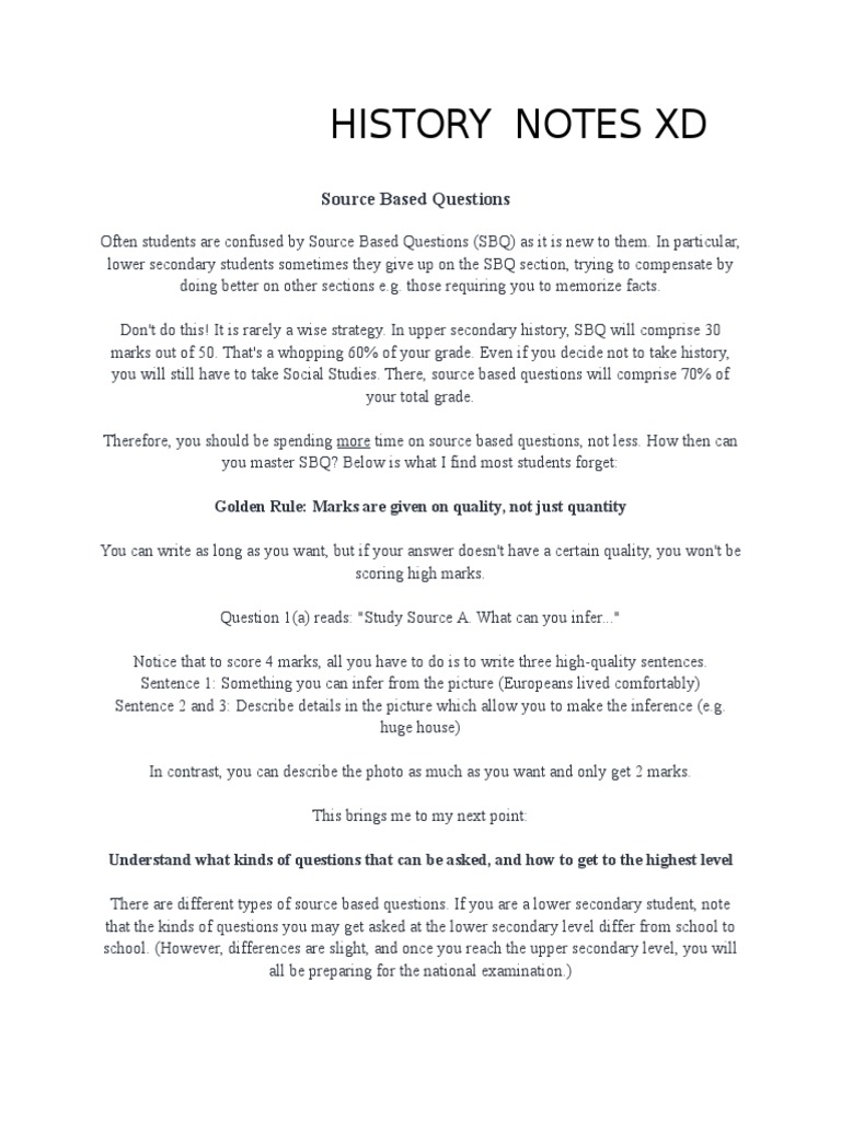 Analyzing Source-Based Questions: A Guide to Mastering History SBQs ...