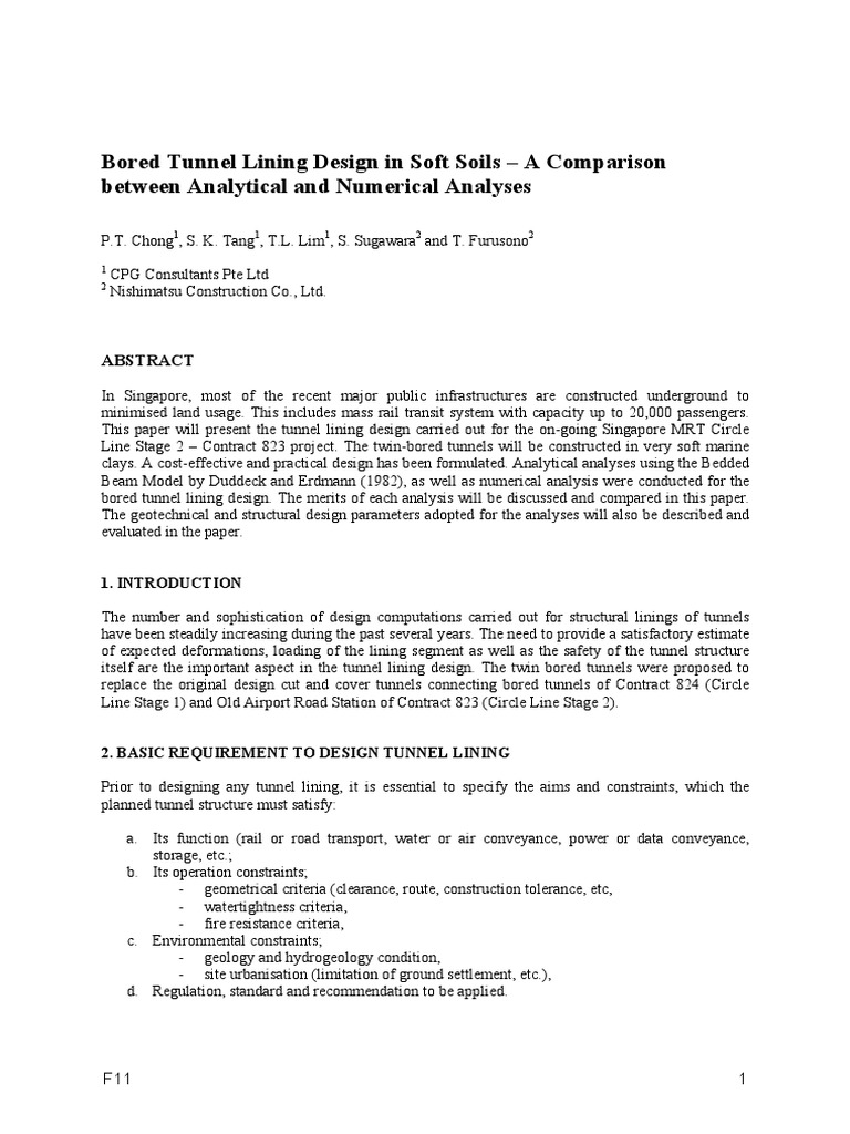 Bored Tunnels in Soft Soils | PDF | Bending | Beam (Structure)