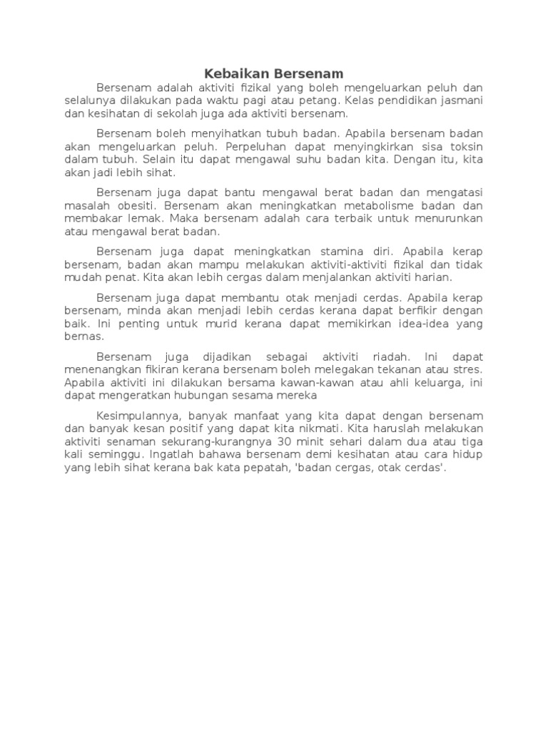 Kebaikan Bersenam | PDF