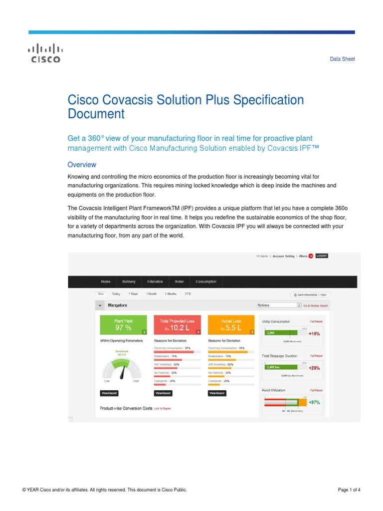 Cisco Covacsis Data Sheet | PDF | Analytics | Cisco Systems