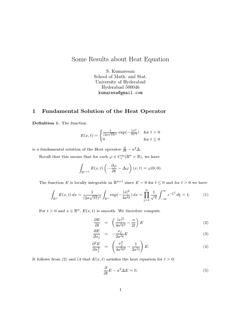 Heat Equation: Fundamental Solutions & Principles | PDF | Maxima And ...