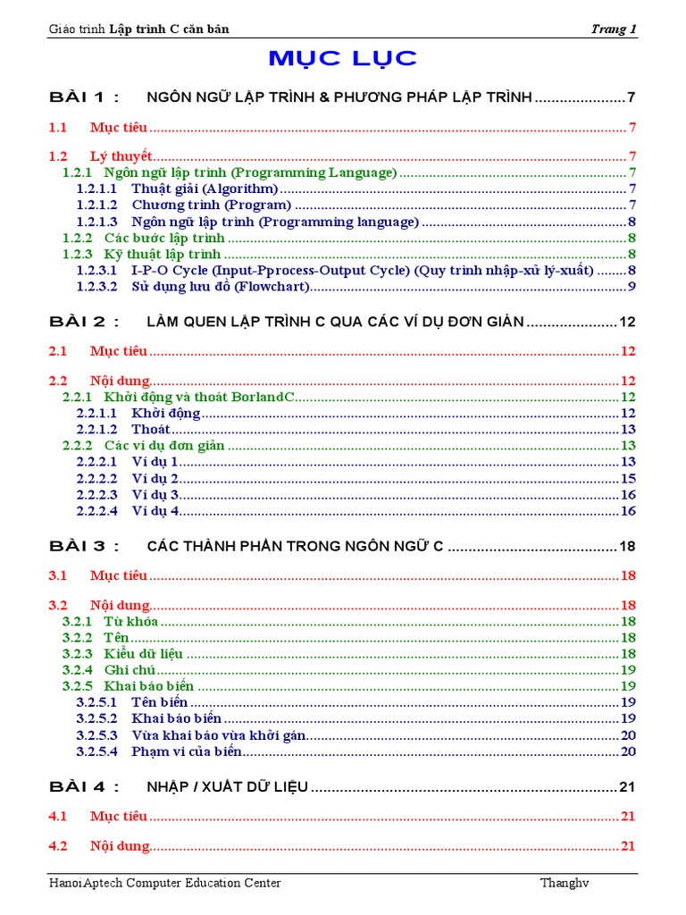 Aptech Giao Trinh C Can - Ban | PDF