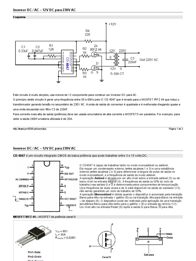Esquema Inversor DC AC | PDF