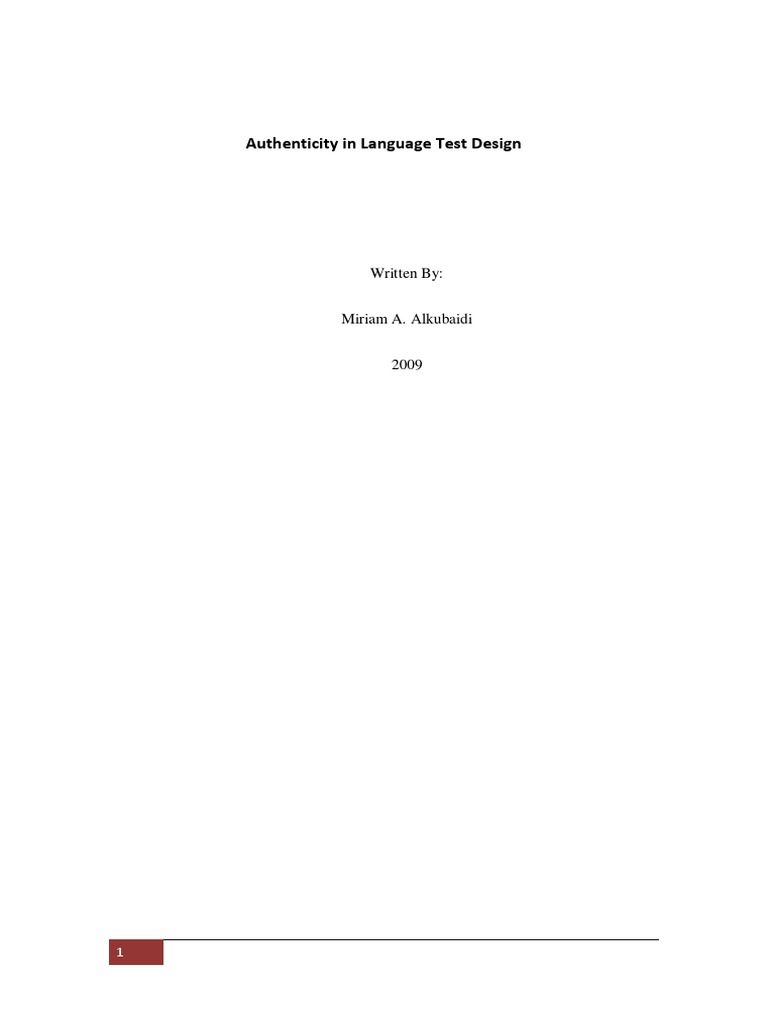 Authenticity in Language Test Design | PDF | Psychological Evaluation ...