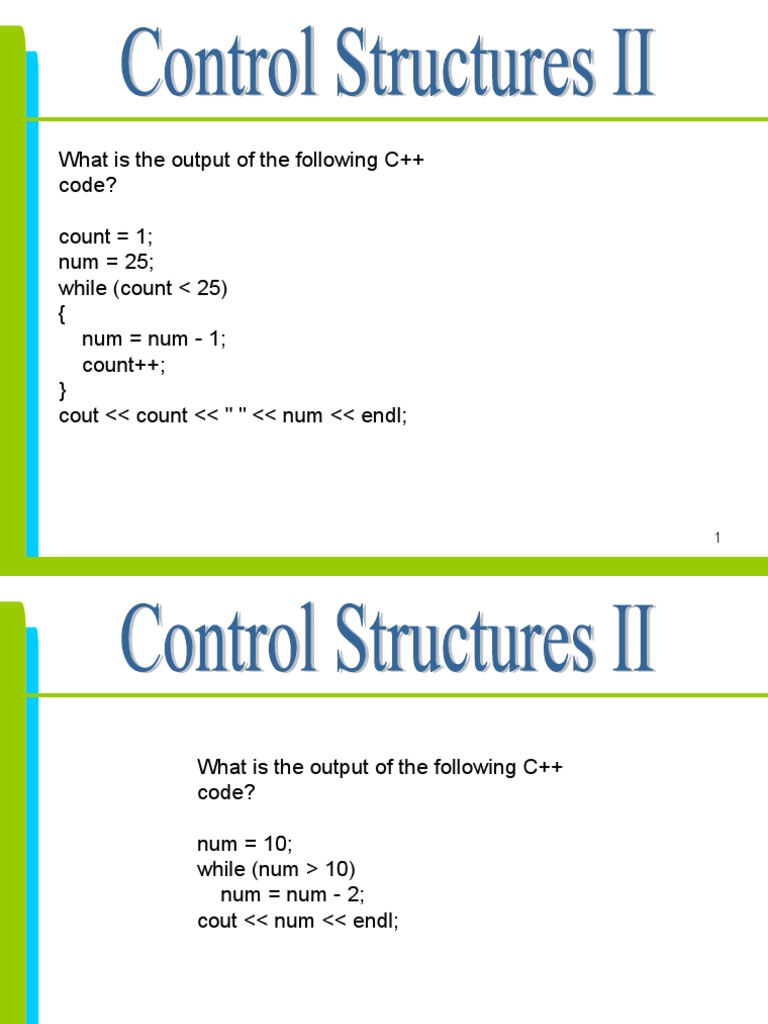 ControlStructures 2 (Exercise) | PDF