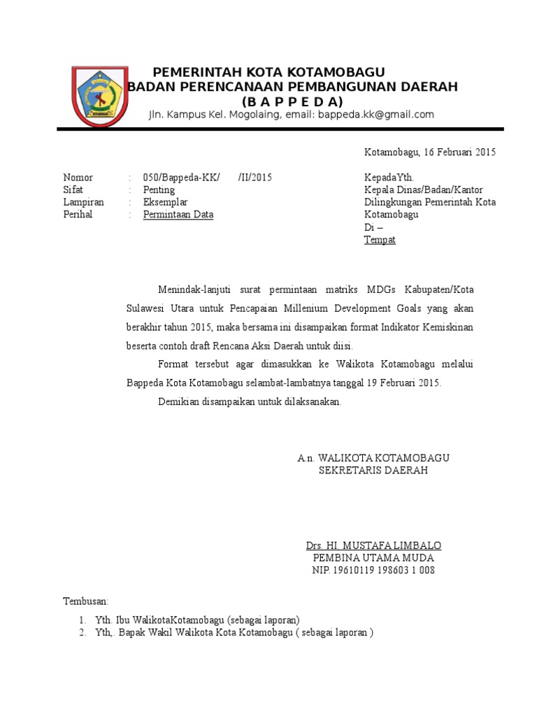 Surat Permintaan Data | PDF