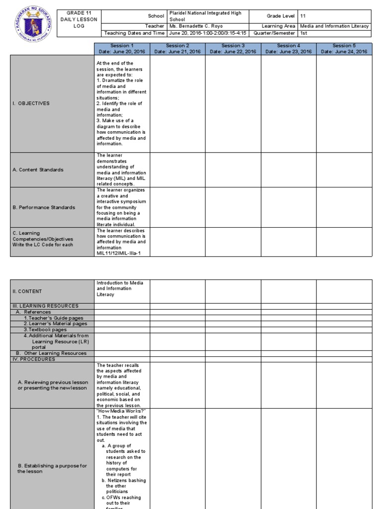 DLL Format MIL Week2 | PDF | Information Literacy | Communication