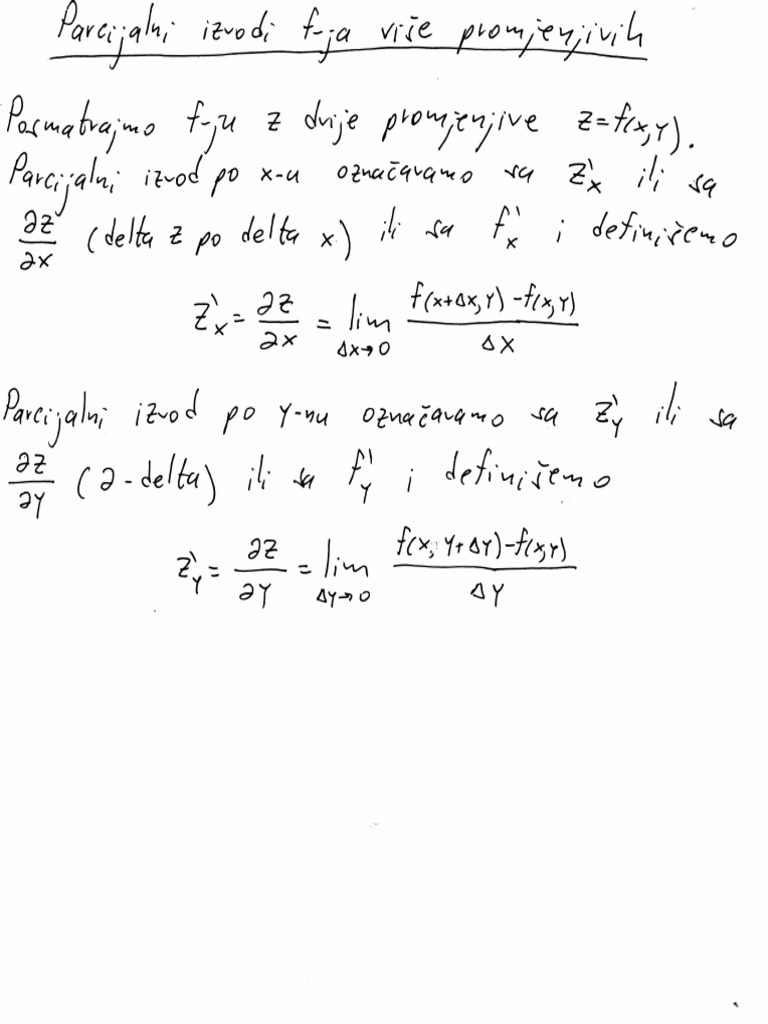 04 Parcijalni Izvodi Funkcija Vise Promjenjivih Diferenciranje ...