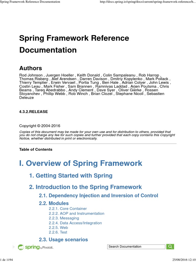 Spring Framework Reference Documentation Pdf Pdf Spring Framework