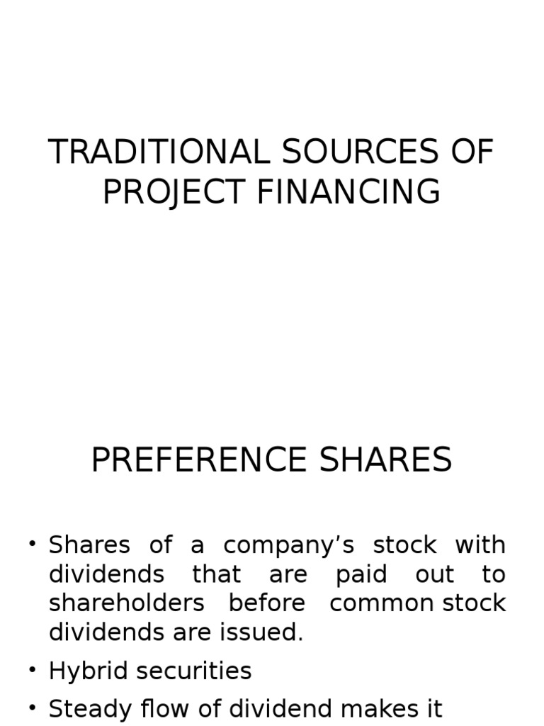 Traditional Sources of Project Financing | PDF | Finance & Money Management