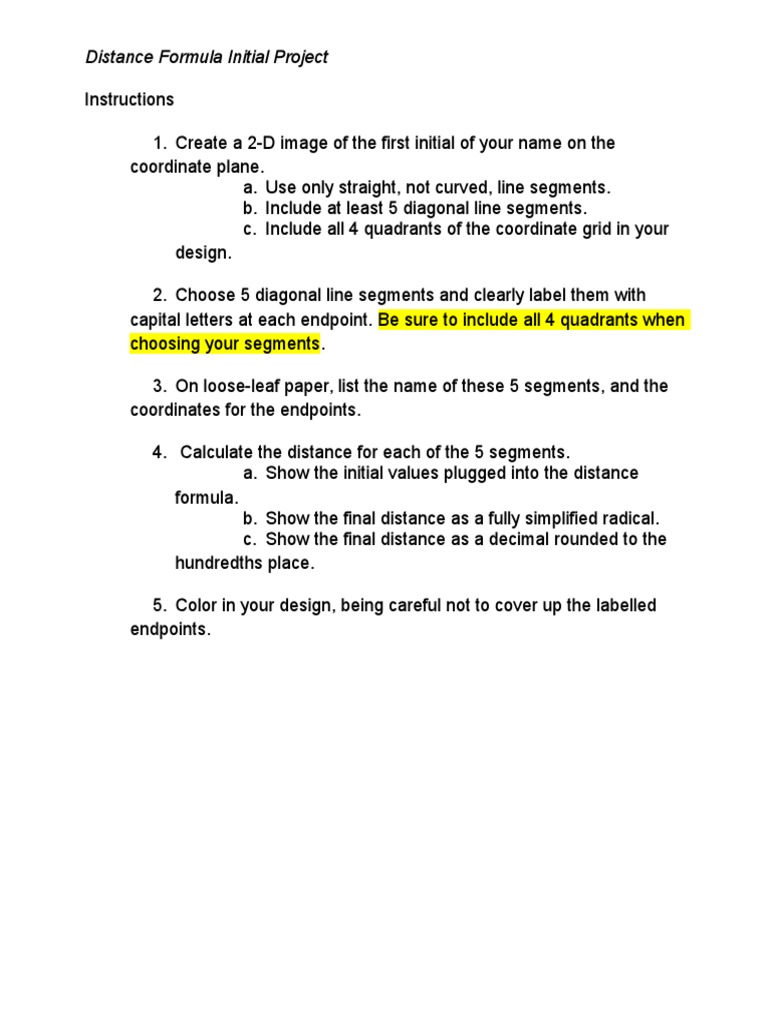 Distance Formula Initial Project | PDF | Cartesian Coordinate System ...
