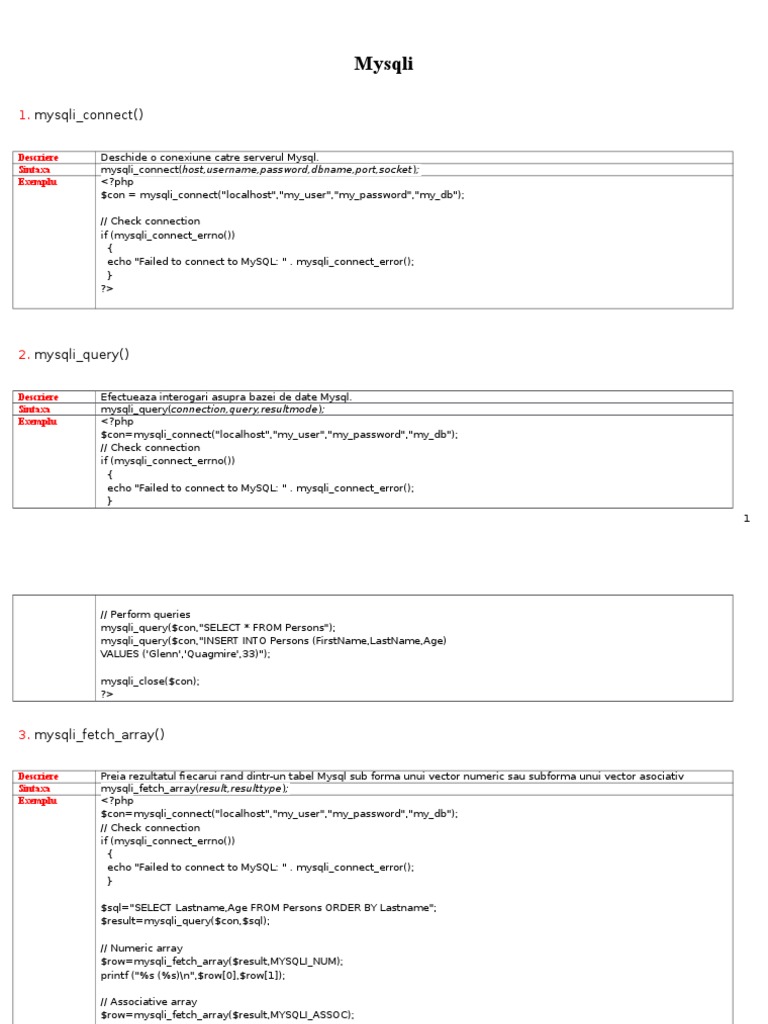 PHP MySQLi Connection and Queries | PDF