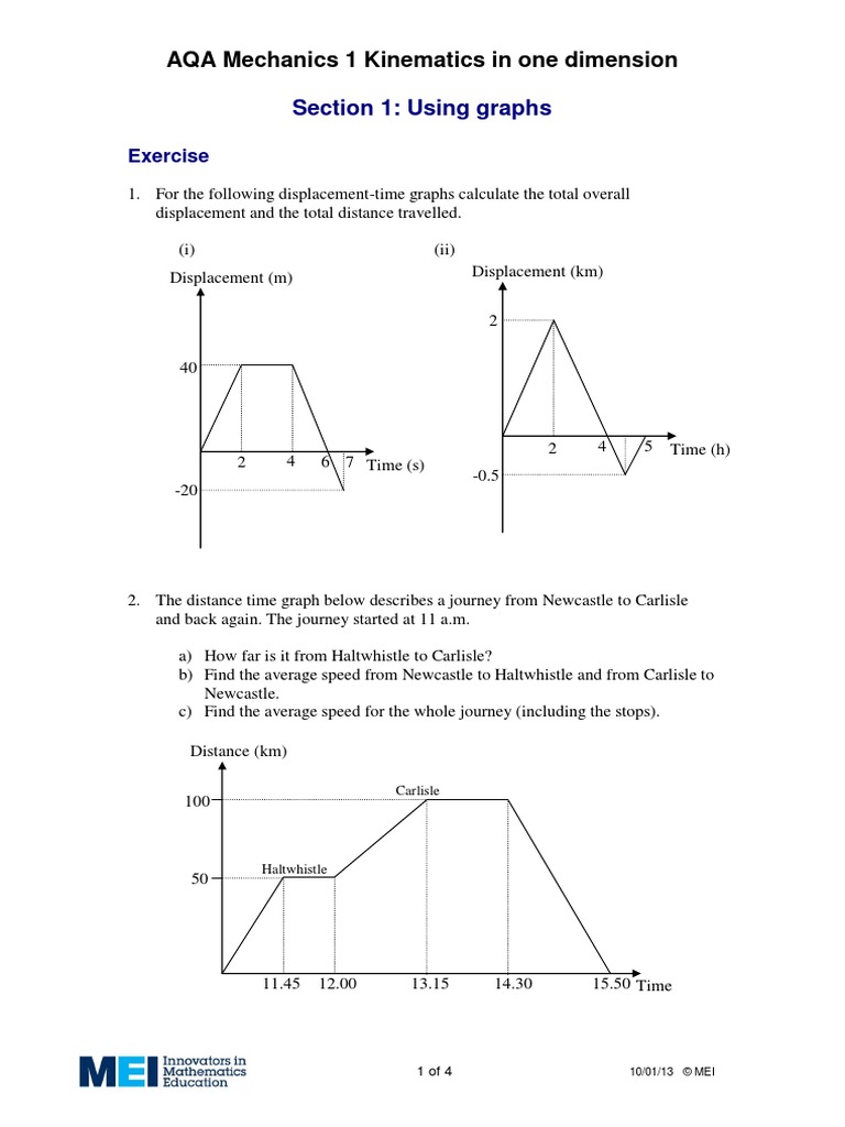 Using Graphs Exercise PDF | PDF | Acceleration | Speed