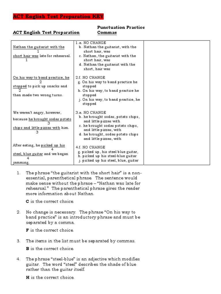 Punctuation Practice for ACT English | PDF | Horse Gait | Winnie The Pooh