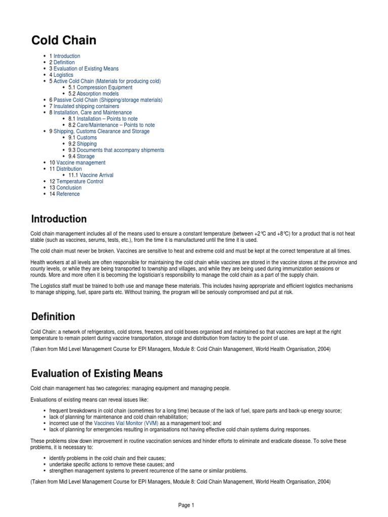 Cold Chain1 | PDF | Refrigerator | Refrigeration