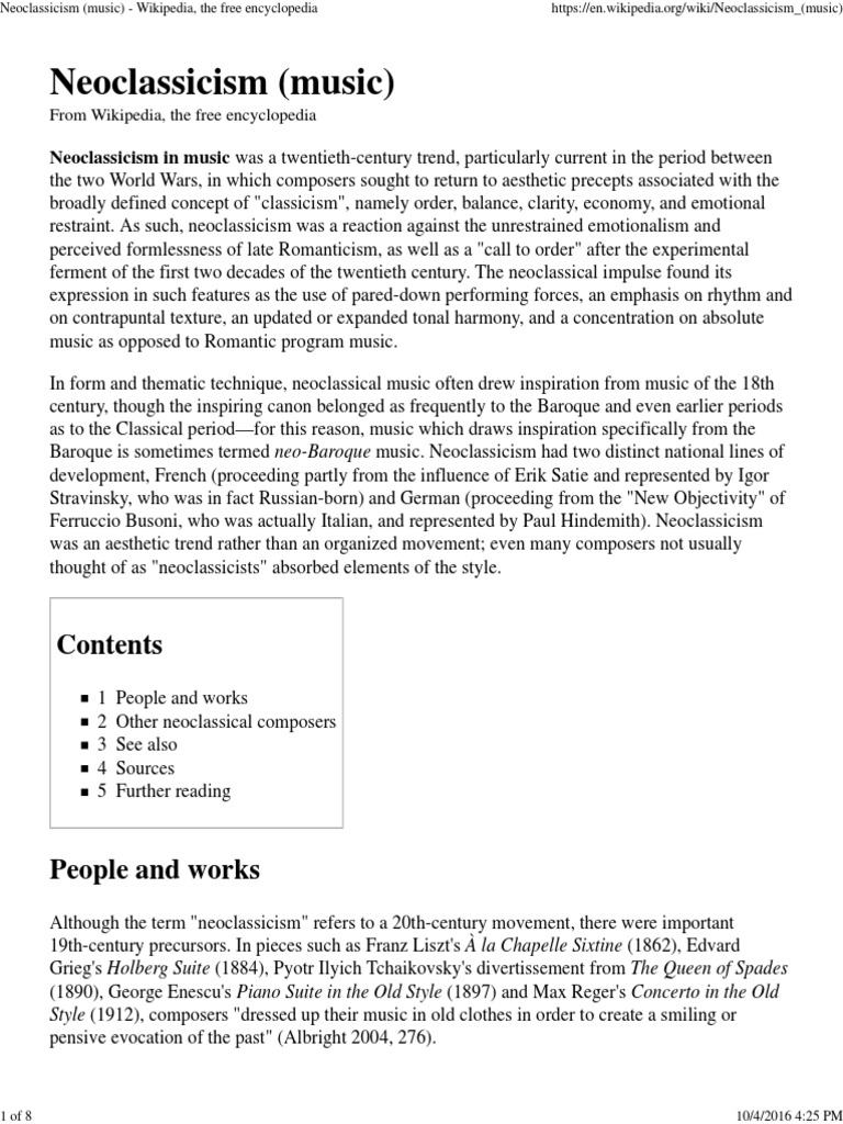Neoclassicism (Music) | PDF | Classical Music | Classicism
