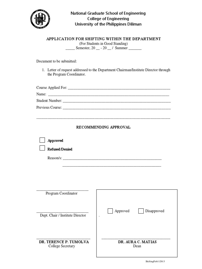 Application for Department Shifting | PDF | Career & Growth | Finance ...