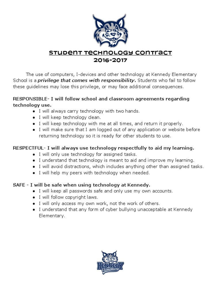 2016 2017studenttechnologycontract | PDF | Science And Technology ...