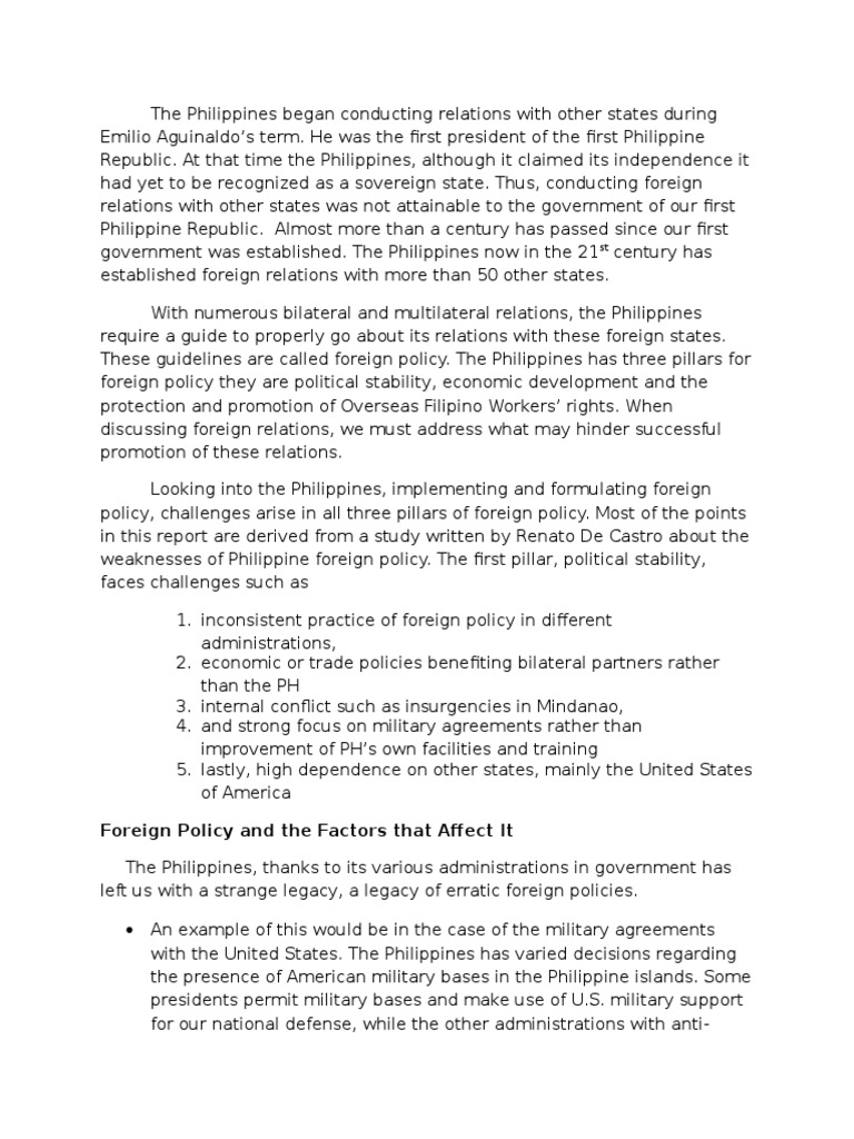 Challenges in Philippine Foreign Policy | PDF | Competitiveness ...