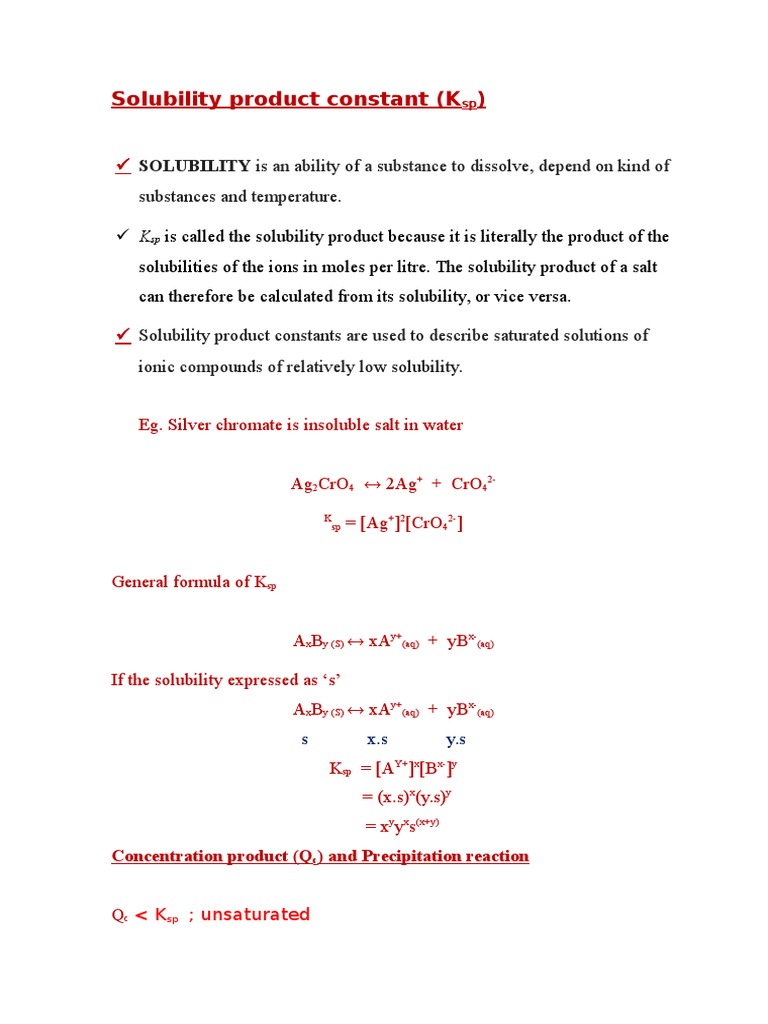Solubility Product Constant | PDF | Solubility | Chemistry