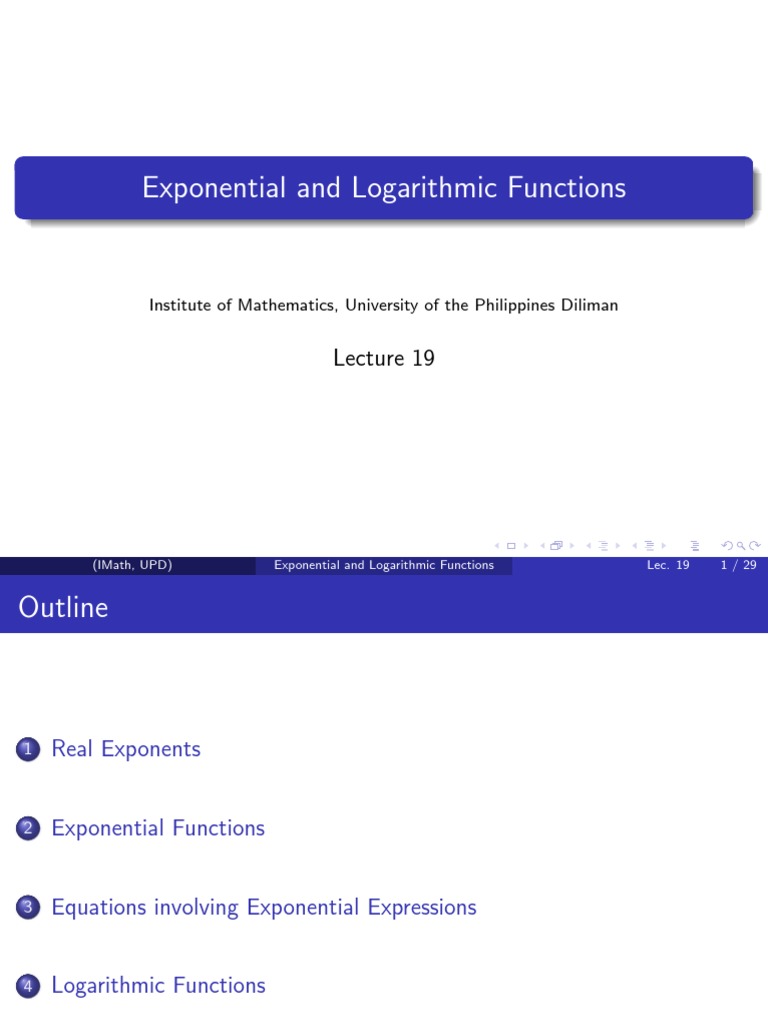 A18 - Exp and Log Fcns VJ | PDF | Exponentiation | Exponential Function