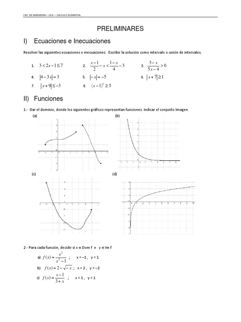 Ejercicios Calculo Elemental. | PDF | Ecuaciones | Enseñanza de matemática