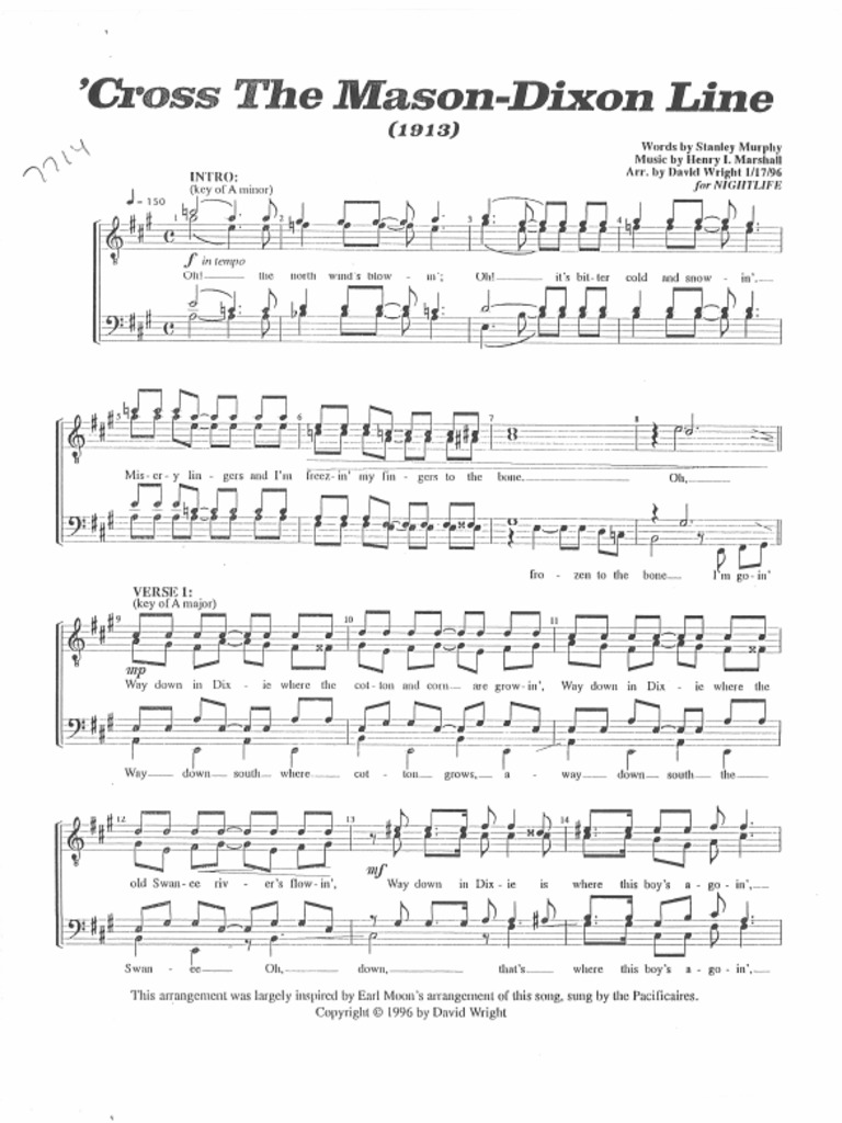 Cross The Mason Dixon Line - Wright | PDF