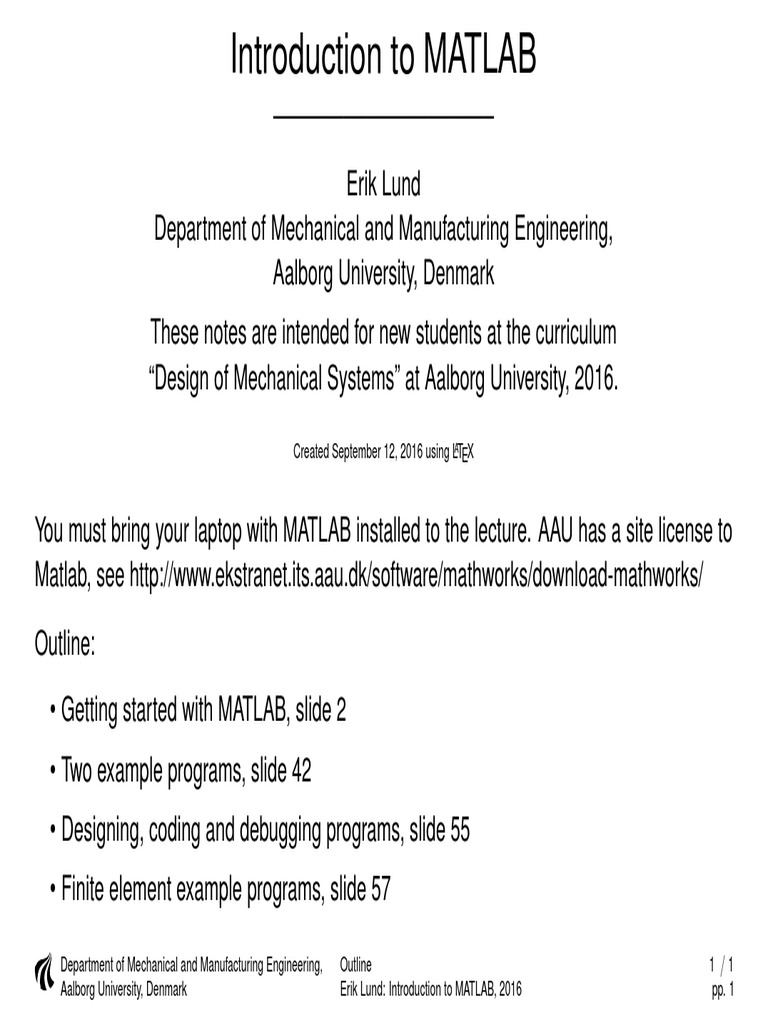 Intro Matlab | PDF | Matrix (Mathematics) | Eigenvalues And Eigenvectors