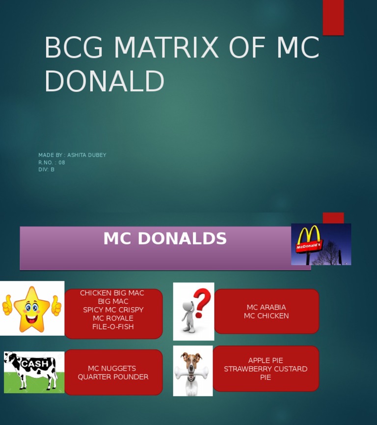 BCG Matrix of MC Donald Ashii | PDF