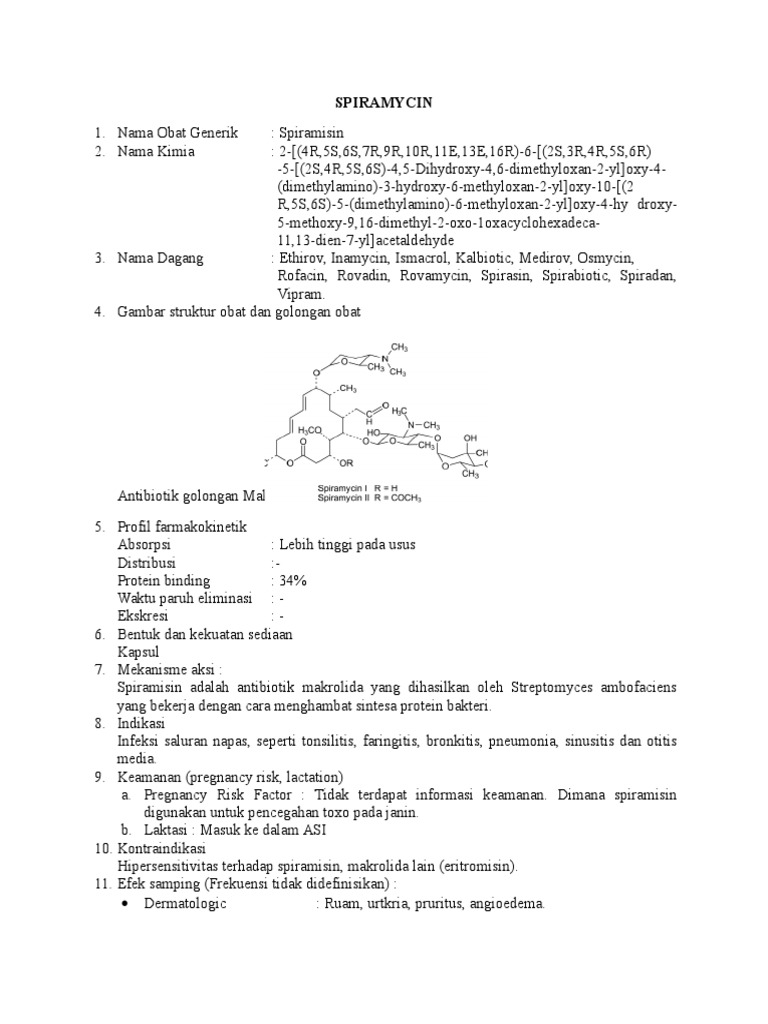 Profil Obat Spiramisin dan Ofloksasin | PDF