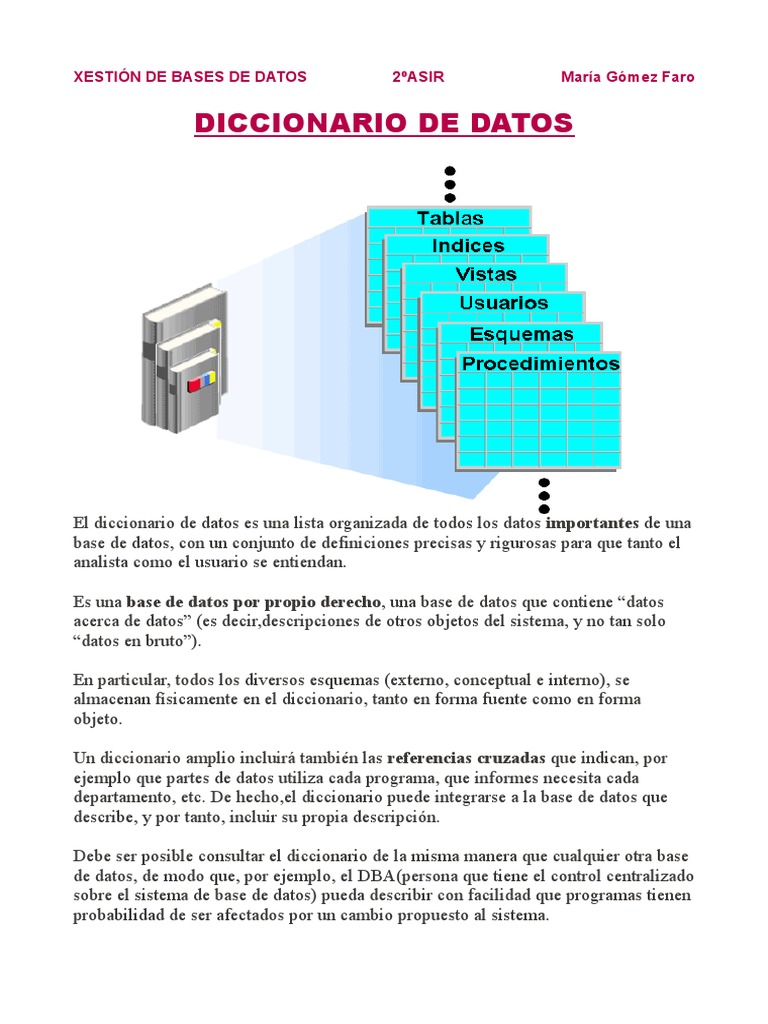 Diccionario de Datos PDF | PDF | Diccionario | Bases de datos