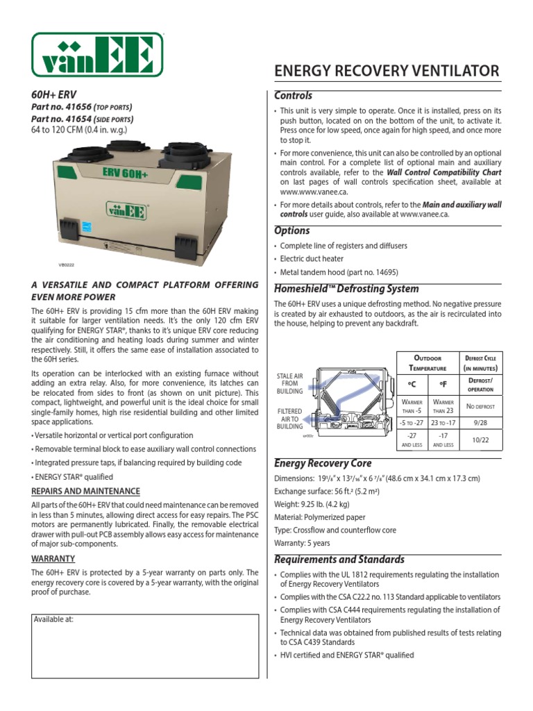 vanEE HRV | Duct (Flow) | Hvac