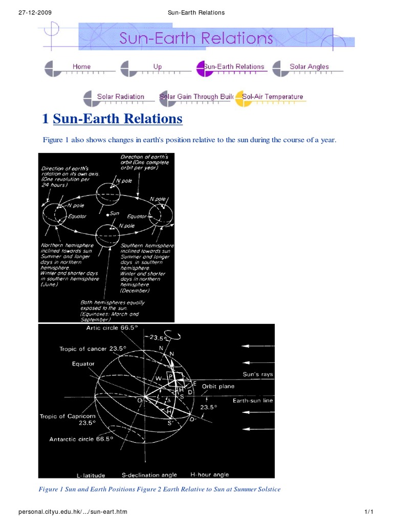 Sun Earth Relations | PDF