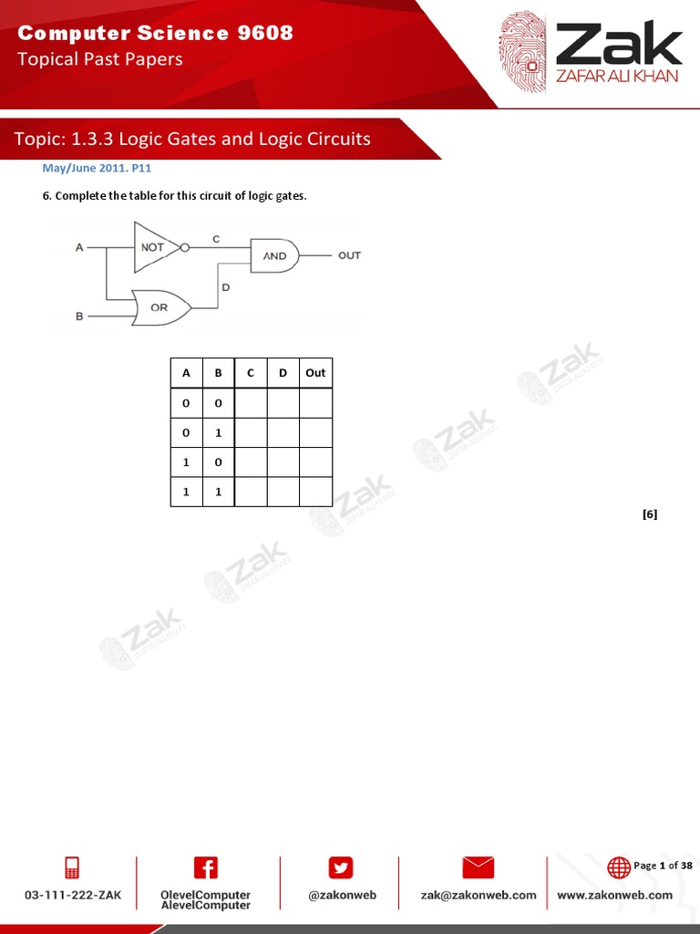 1.3.3 Logic Gates and Logic Circuits | PDF | Logic Gate | Electronic ...