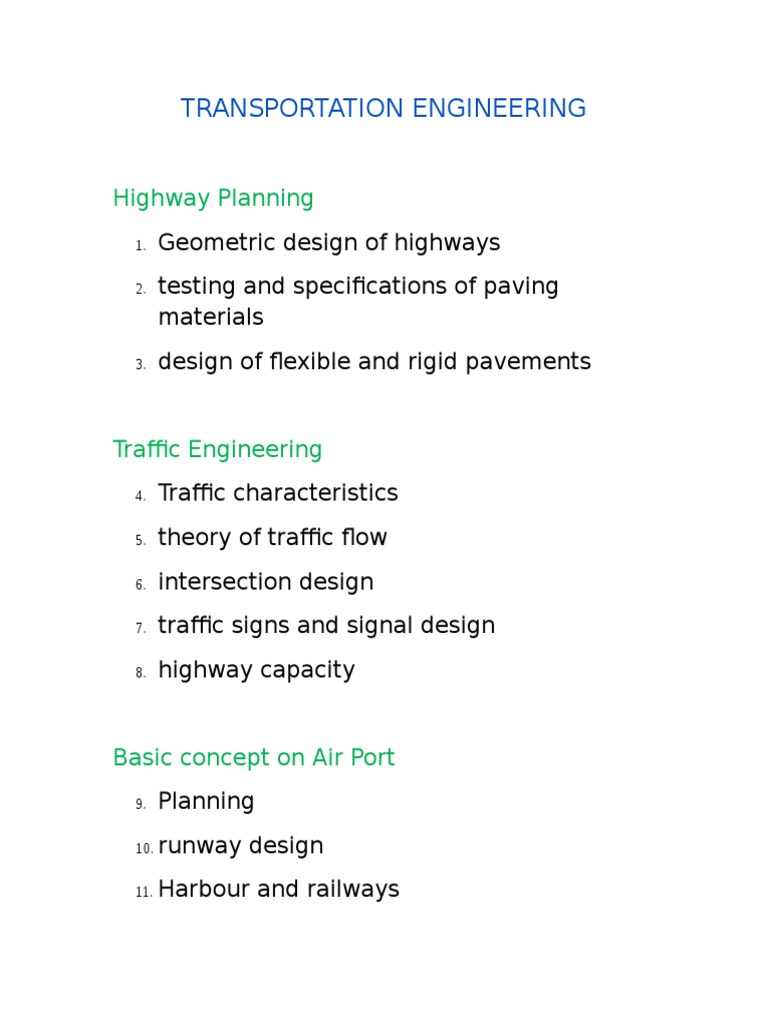 Transportation Engineering | PDF